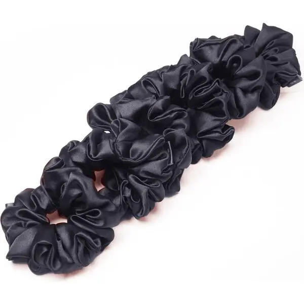 HAIR DRAMA CO. Silk Satin Scrunchiesset Of 6 - Black