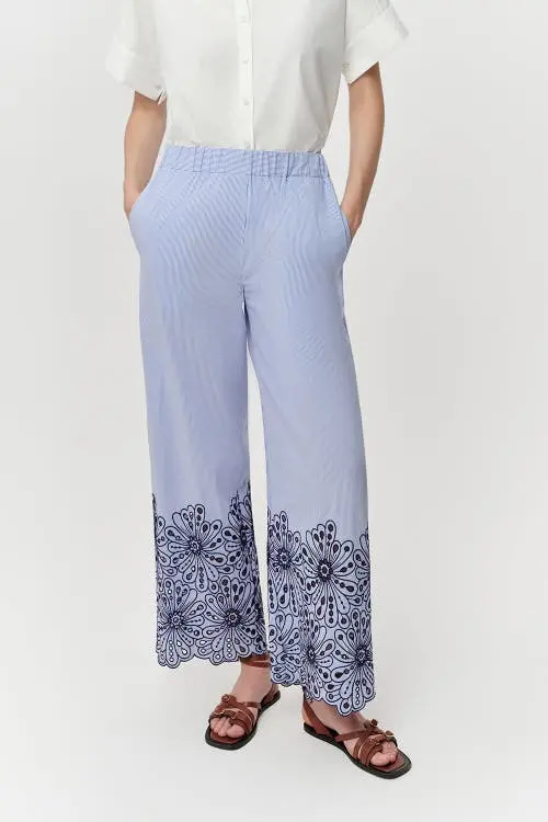 EXQUISE Abrial Elastic Waist Straight Leg Pants