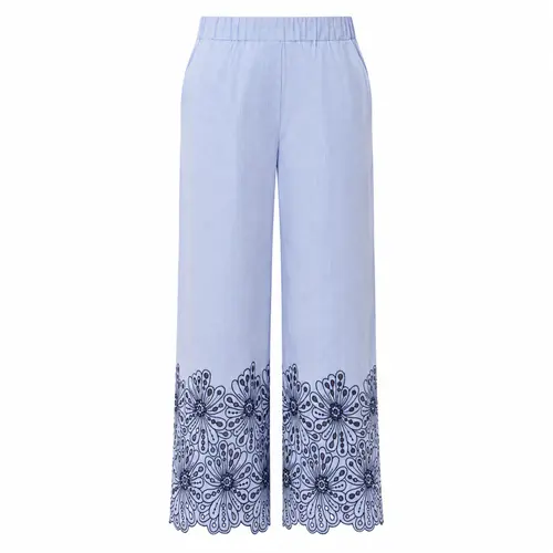 EXQUISE Embroidered Wide Leg Pants