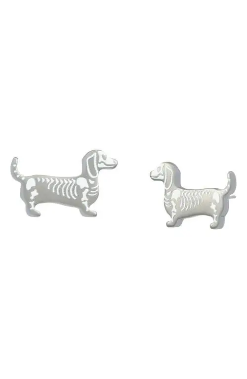 Betsey Johnson Skeleton Dachshund Stud Earrings
