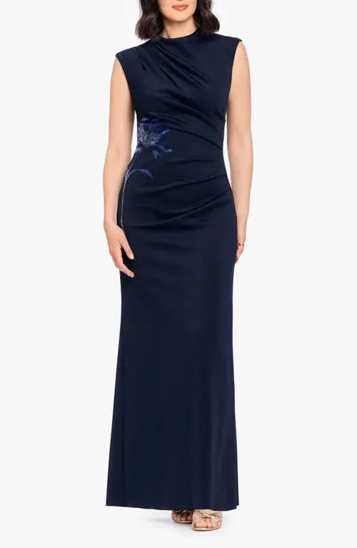 Betsy & Adam Sequin Appliqué Scuba Gown