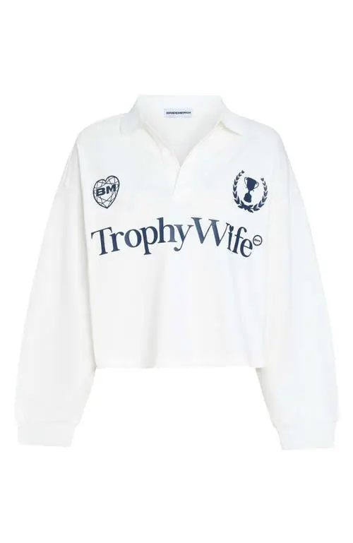 BRIDEMERCH Trophy Wife" Boxy Cropped Rugby Long Sleeve