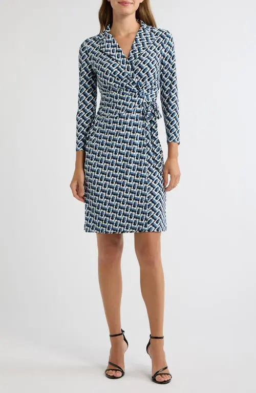 Anne Klein Geometric Print Wrap Dress