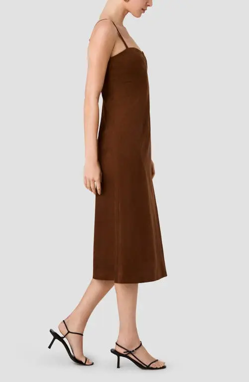 French Connection Sonja Faux Suede Sweetheart Neck Midi Dress