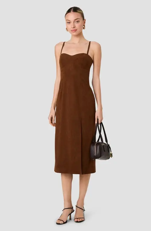 French Connection Sonja Faux Suede Sweetheart Neck Midi Dress