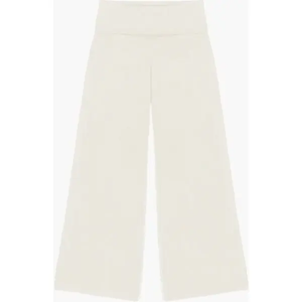 ODDLI Wide Leg Pants With Fold Over Waistband - Cream