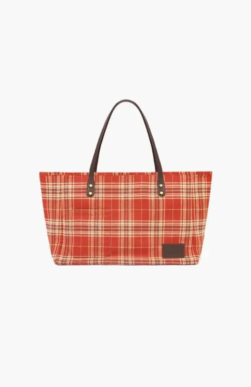 ODDLI Plaid Tote Bag With Leather Straps - Amelia