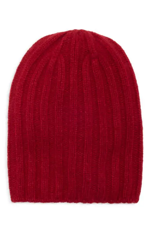 Johnstons Of Elgin Cashmere & Silk Rib Beanie - Cloud Rouge He4389
