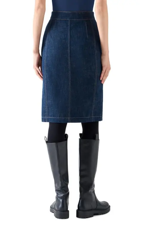 Akris High Waist Denim Pencil Skirt