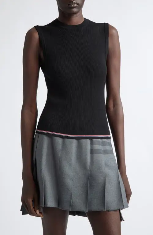 Thom Browne Merino Wool Rib Sweater Vest - Black