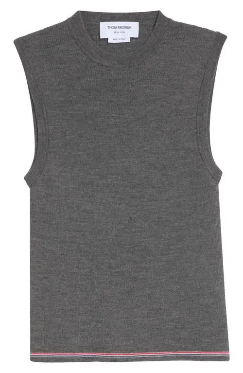 Thom Browne Merino Wool Rib Sweater Vest - Medium Grey