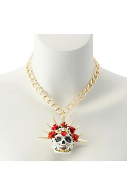 Betsey Johnson Sugar Skull Crown Pendant Necklace
