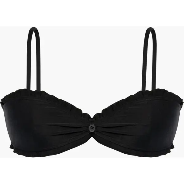 ODDLI Bralette Bikini Top With Ruffled Trims - Black