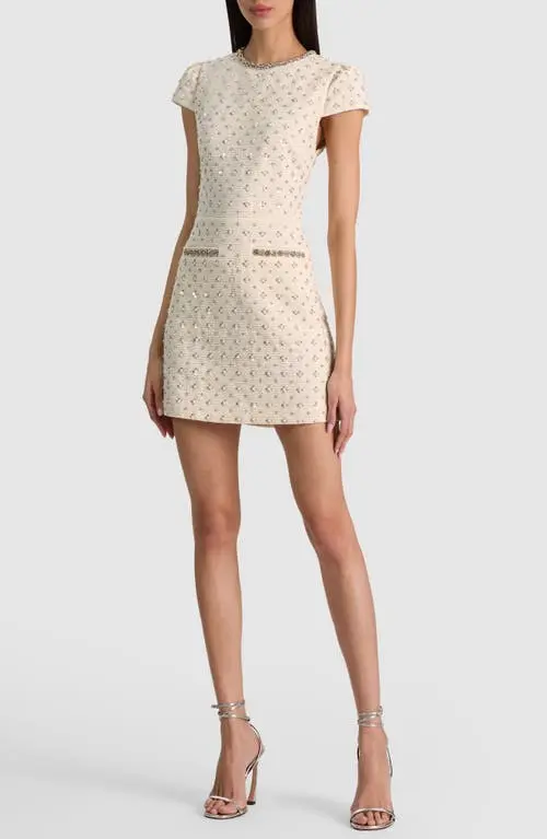 Alice + Olivia Cade Embellished Cap Sleeve Mini Dress