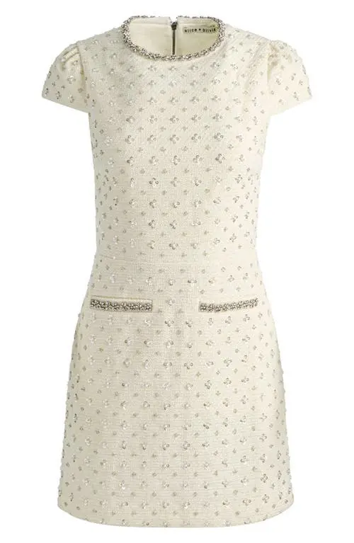 Alice + Olivia Cade Embellished Cap Sleeve Mini Dress