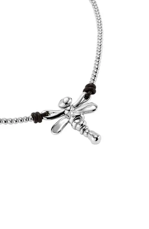 UNODE50 Sterling Plated Short Necklace With Dragonfly Motif