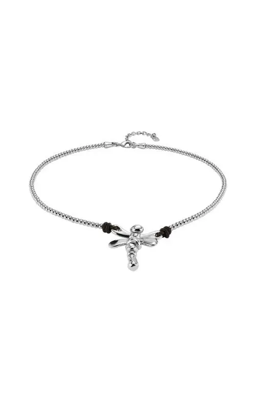 UNODE50 Sterling Plated Short Necklace With Dragonfly Motif