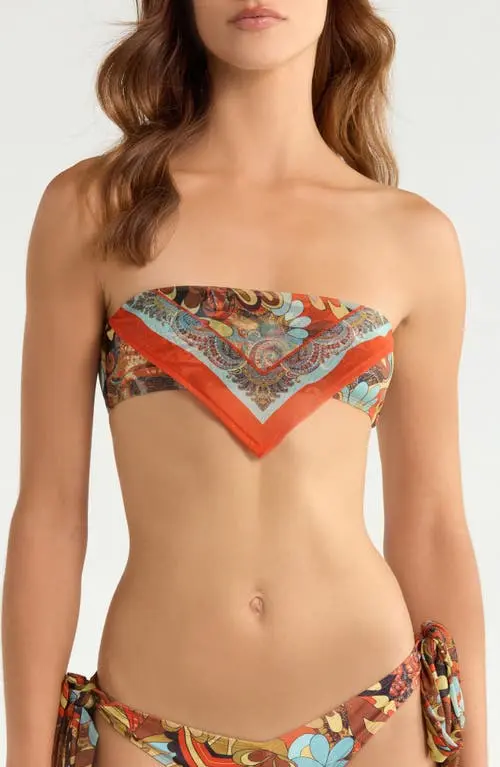 JADED LONDON Scarf Print Bikini Top - Orange