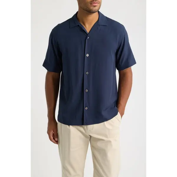 CHE Valbonne Boxy Fit Solid Camp Shirt - Navy- 12
