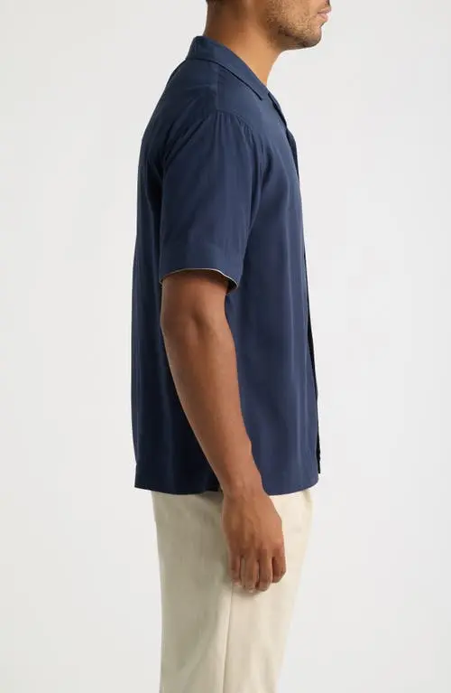 CHE Valbonne Boxy Fit Solid Camp Shirt - Navy- 12