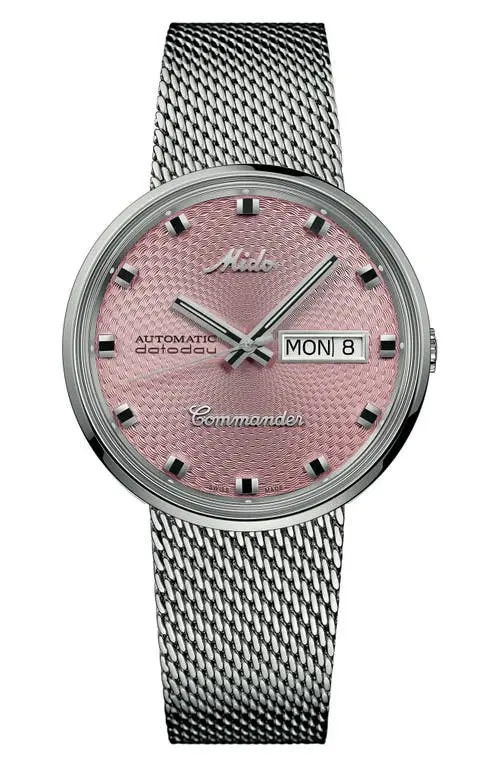 MIDO Commander 1959 Automatic Mesh Strap Watch - Pink