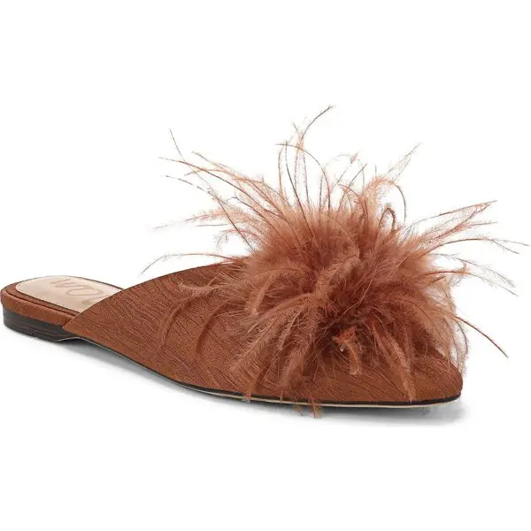 Sam Edelman Feather Embellished Jacquard Mule - Bright Bourbon