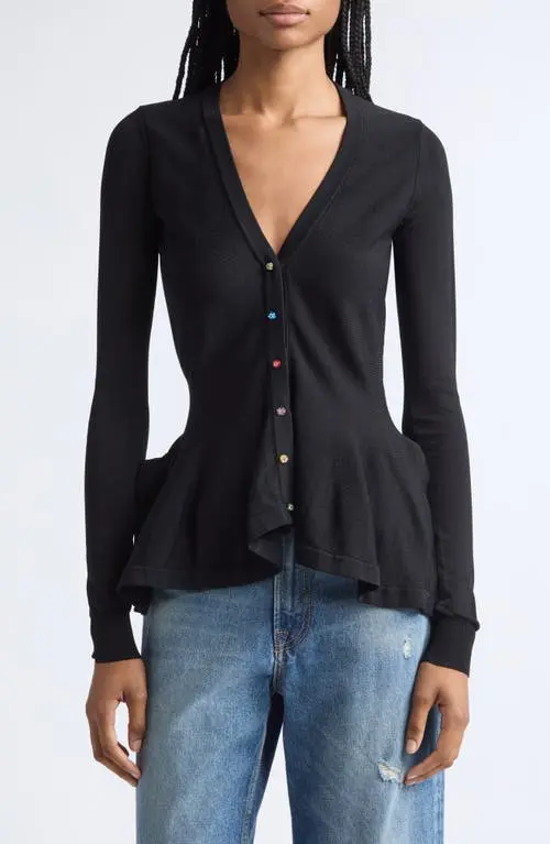 Staud Jamie Ruffle Hem Cardigan - Black