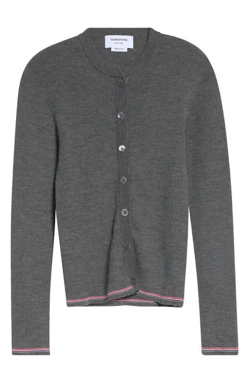 Thom Browne Crewneck Wool Cardigan - Medium Grey