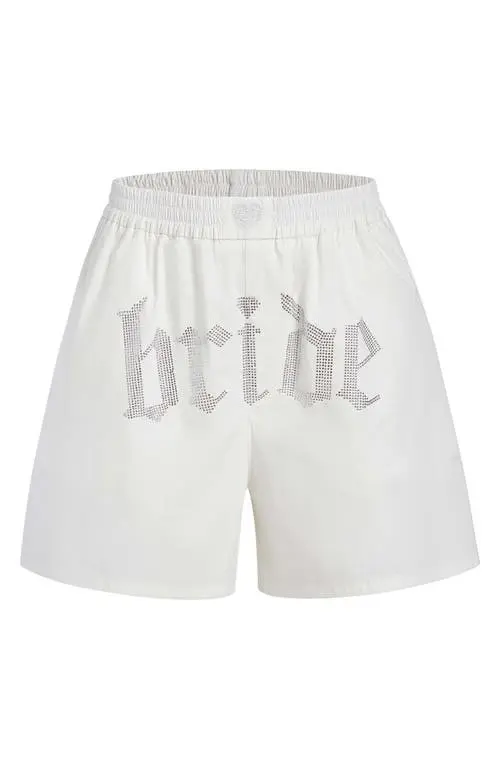 BRIDEMERCH Bride Rhinestone Boxer - White