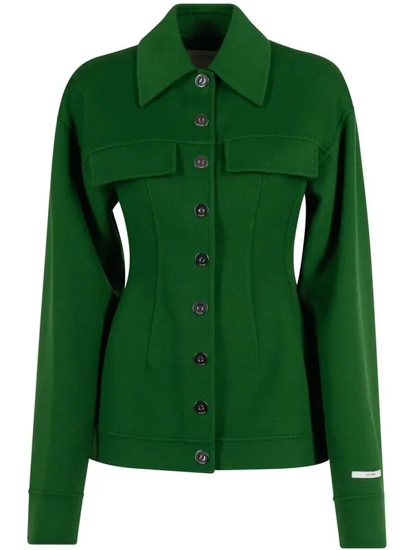 Sportmax Shaped Jacket In Pure Wool - Green