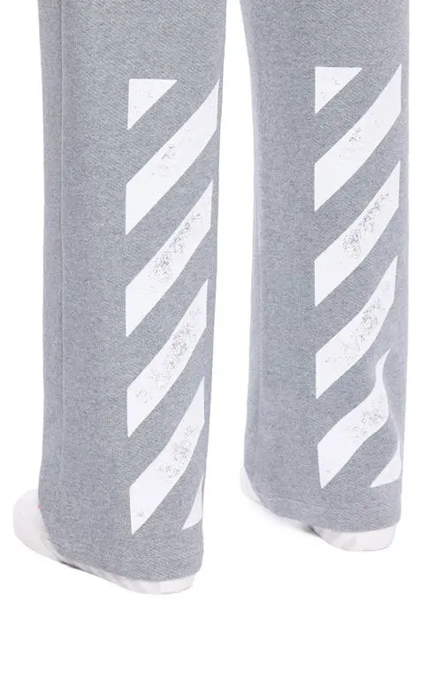L/AB C/O OFF-WHITE Diagonal Stripe Logo Cotton French Terry Sweatpants - Heather Grey