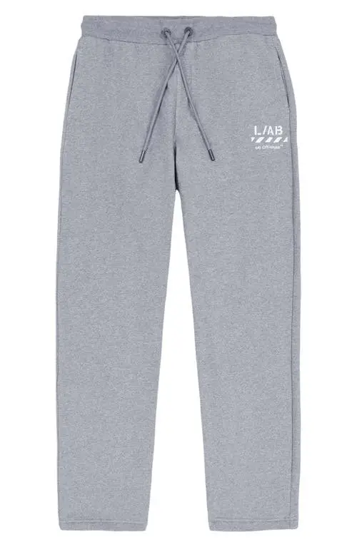 L/AB C/O OFF-WHITE Diagonal Stripe Logo Cotton French Terry Sweatpants - Heather Grey