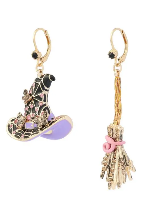 Betsey Johnson Broomstick Leverback Drop Earrings
