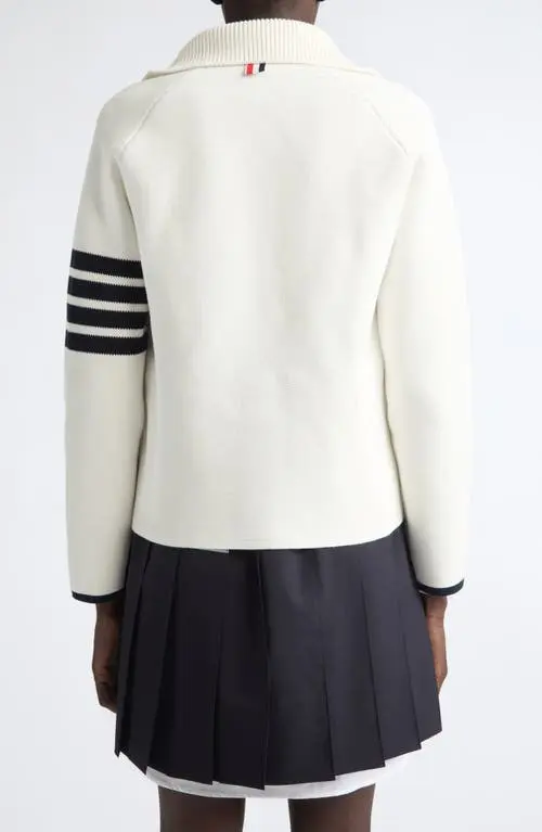Thom Browne Double Face Pique Stitch Cardigan - White