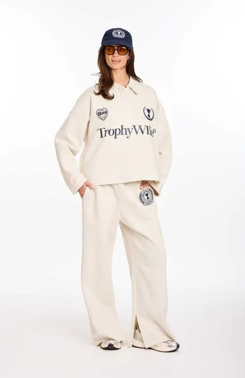 BRIDEMERCH Trophy Wife Long Sleeve Boxy Rugby Fleece