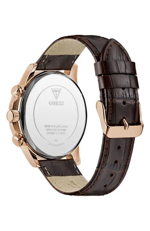 Guess Walker Blue Dial Multifunction Leather Strap Watch