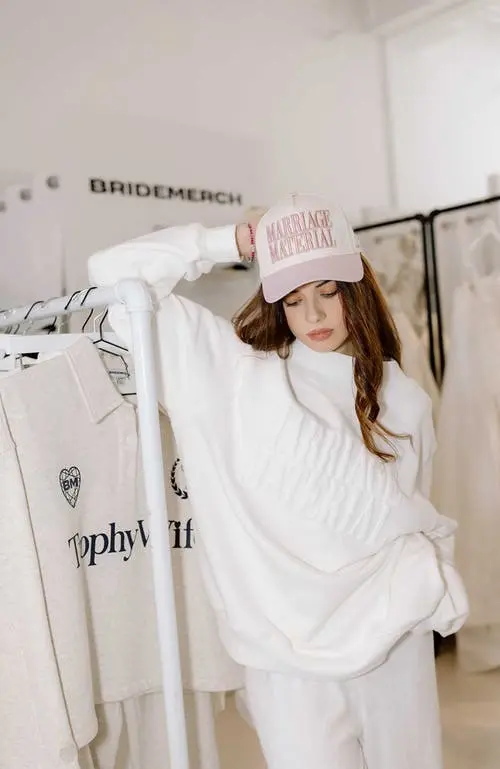 BRIDEMERCH Marriage Material" Mock Neck Sweatshirt - White