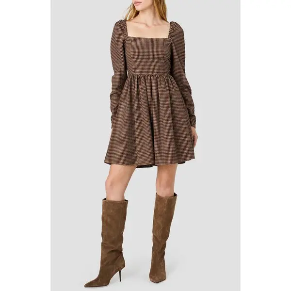 French Connection Diana Gingham Balloon Sleeve Dress