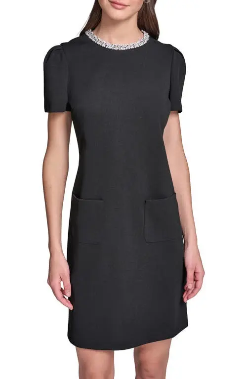 Karl Lagerfeld Pearl Embellished Sheath Dress