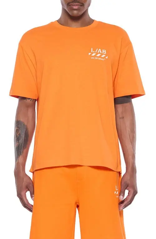 L/AB OFF-WHITE Diagonal Stripe Logo Graphic T-shirt - Orange Tiger