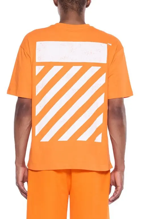 L/AB OFF-WHITE Diagonal Stripe Logo Graphic T-shirt - Orange Tiger