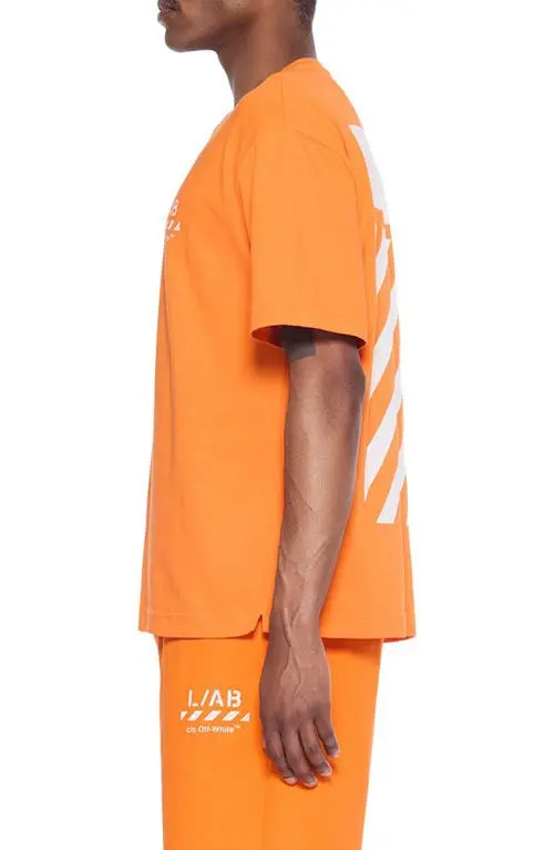 L/AB OFF-WHITE Diagonal Stripe Logo Graphic T-shirt - Orange Tiger