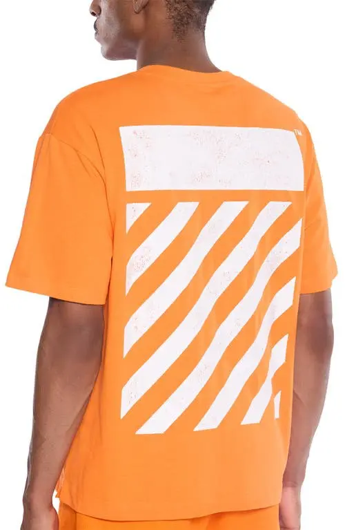 L/AB OFF-WHITE Diagonal Stripe Logo Graphic T-shirt - Orange Tiger