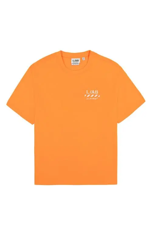 L/AB OFF-WHITE Diagonal Stripe Logo Graphic T-shirt - Orange Tiger