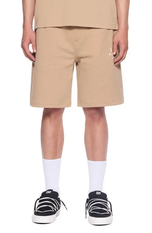 L/AB C/O OFF-WHITE Off- Diagonal Logo Cotton French Terry Sweat Shorts - Cornstalk