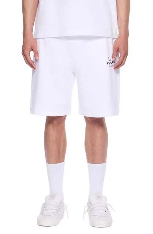 L/AB OFF-WHITE Off- Diagonal Logo Cotton French Terry Sweat Shorts - White