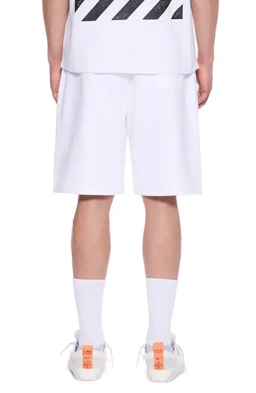 L/AB OFF-WHITE Off- Diagonal Logo Cotton French Terry Sweat Shorts - White