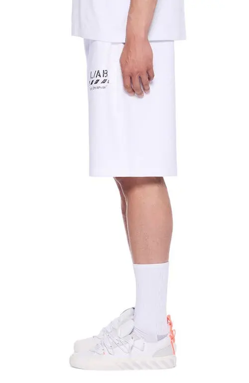L/AB OFF-WHITE Off- Diagonal Logo Cotton French Terry Sweat Shorts - White