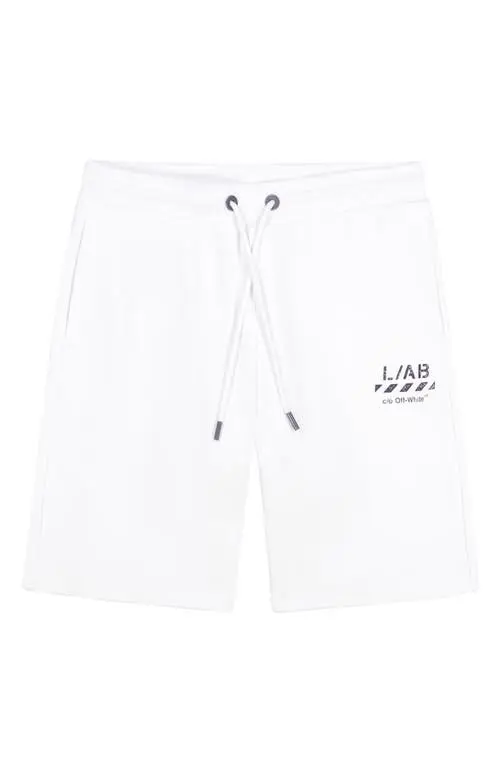 L/AB OFF-WHITE Off- Diagonal Logo Cotton French Terry Sweat Shorts - White