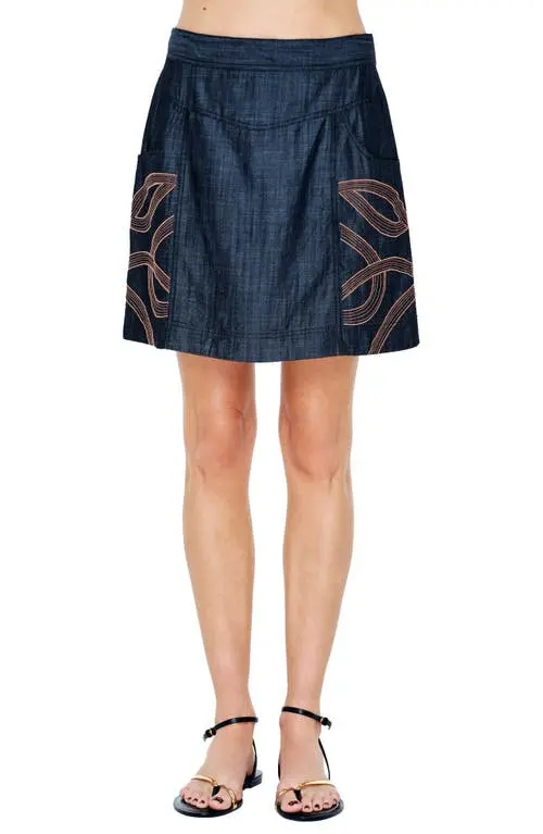CIEBON Mya Embroidered Tencel® Lyocell Miniskirt